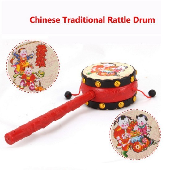 Baby Kids Chinese Traditional Hand Rattle Drum Handbell Child Toys Gift ...